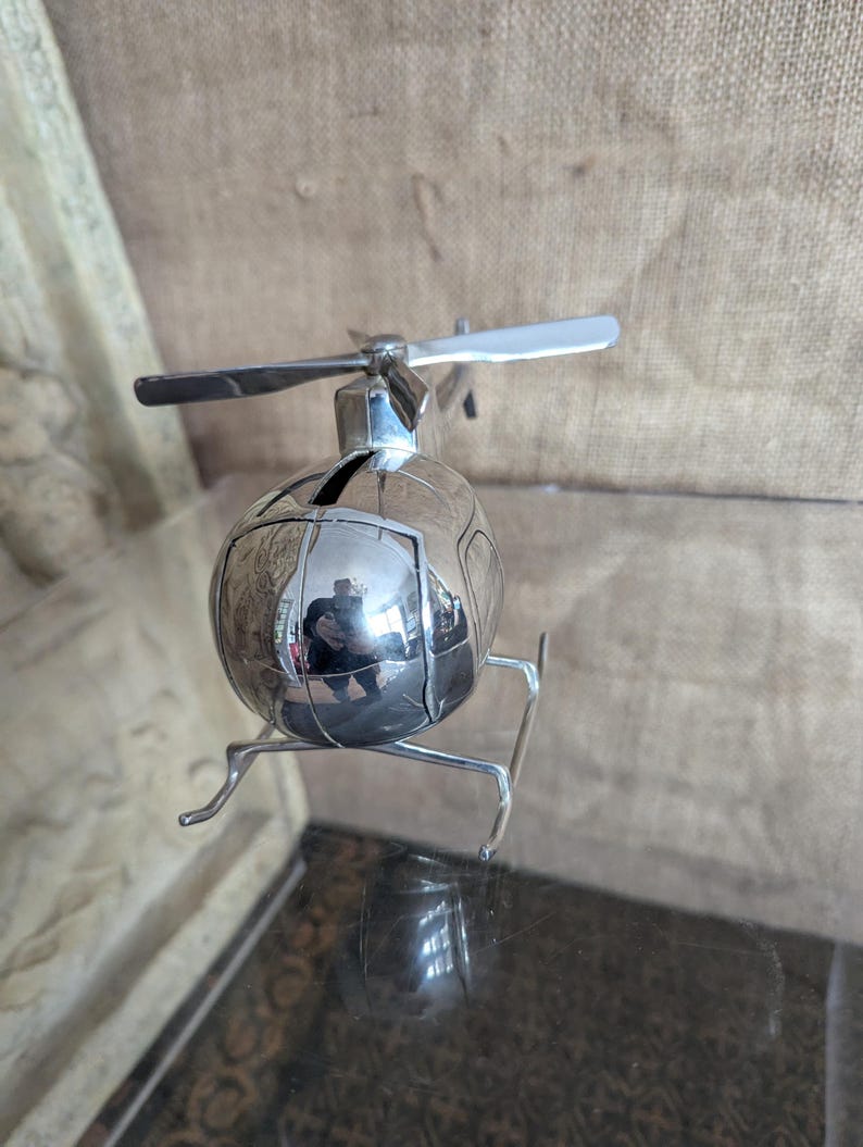 Silver Plated Helicopter Money Box With Rotating Rotor Blades - Etsy