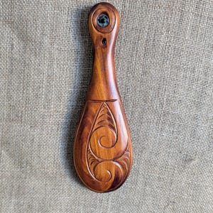 Vintage Maori Wooden Hand Carved Hard Wood and Shell Inlay Tribal Patu ...