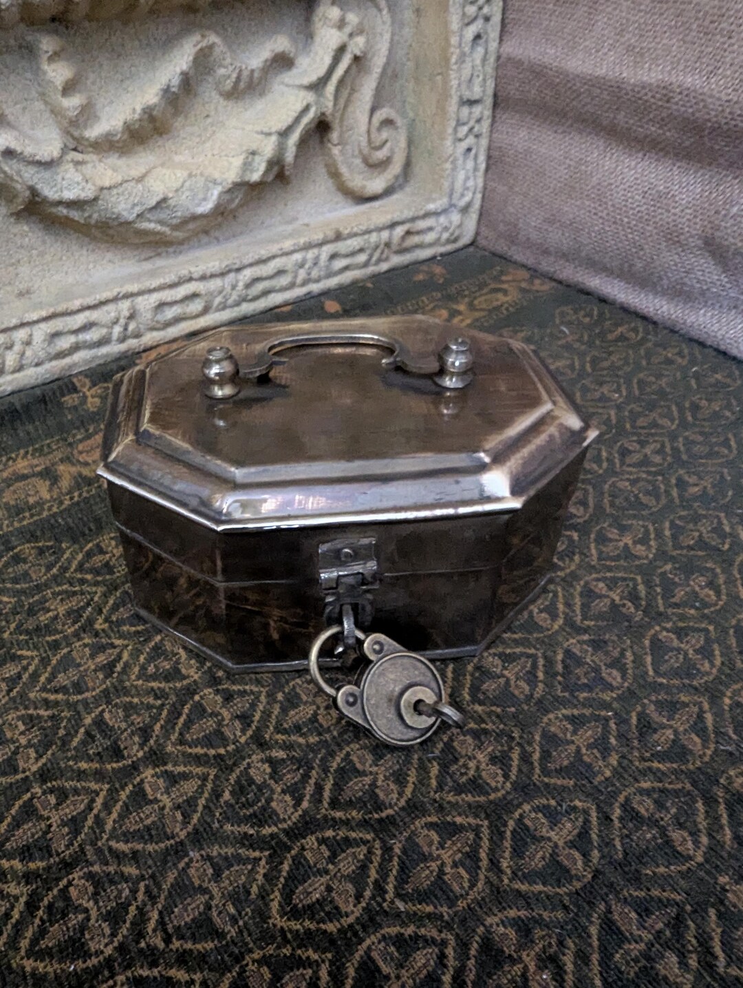 Vintage Brass Trinket Box With Handle and Lock - Etsy