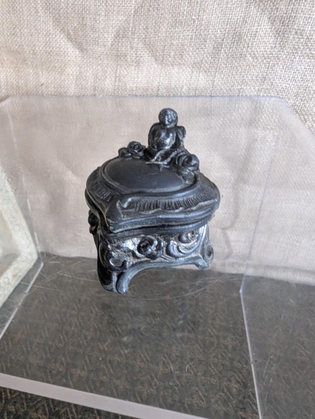 Antique Spelter Trinket Box With Cherub Lid – Small Rococo Revival ...