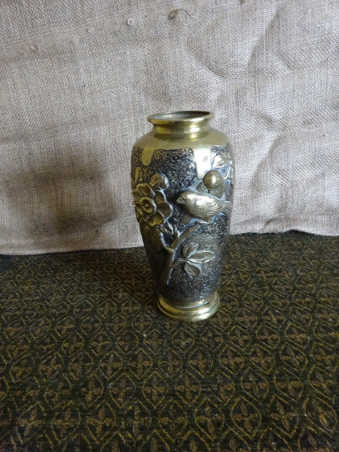 Antique Embossed Japanese Brass Vase Meiji Period - Etsy