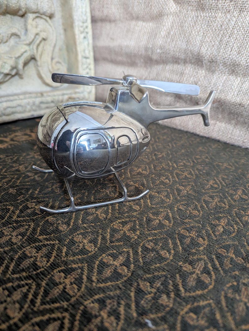Silver Plated Helicopter Money Box With Rotating Rotor Blades - Etsy