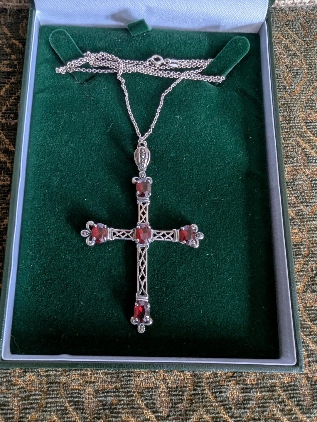 Large Solid Silver Cross With Gem Stones by Scottish Designer Catherine ...