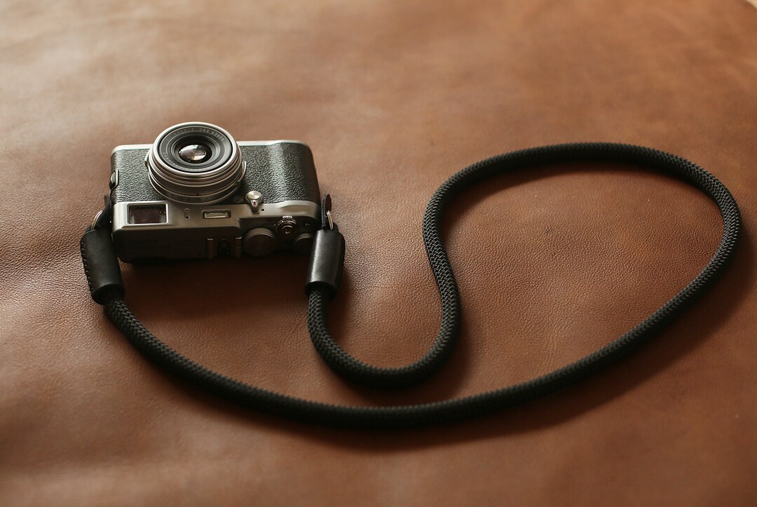 Black Climbing Rope Camera Strap: Handmade Leather 10mm - Etsy