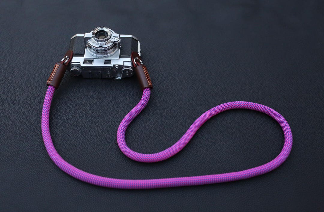 Purple Climbing Rope Camera Strap – Brown Leather Cylinder Edition - Etsy