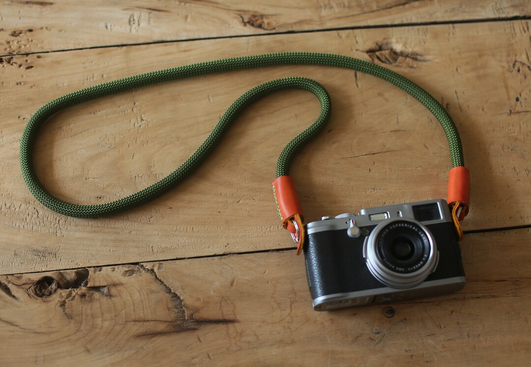 Handmade Green Climbing Rope Camera Strap: Leather Accent - Etsy