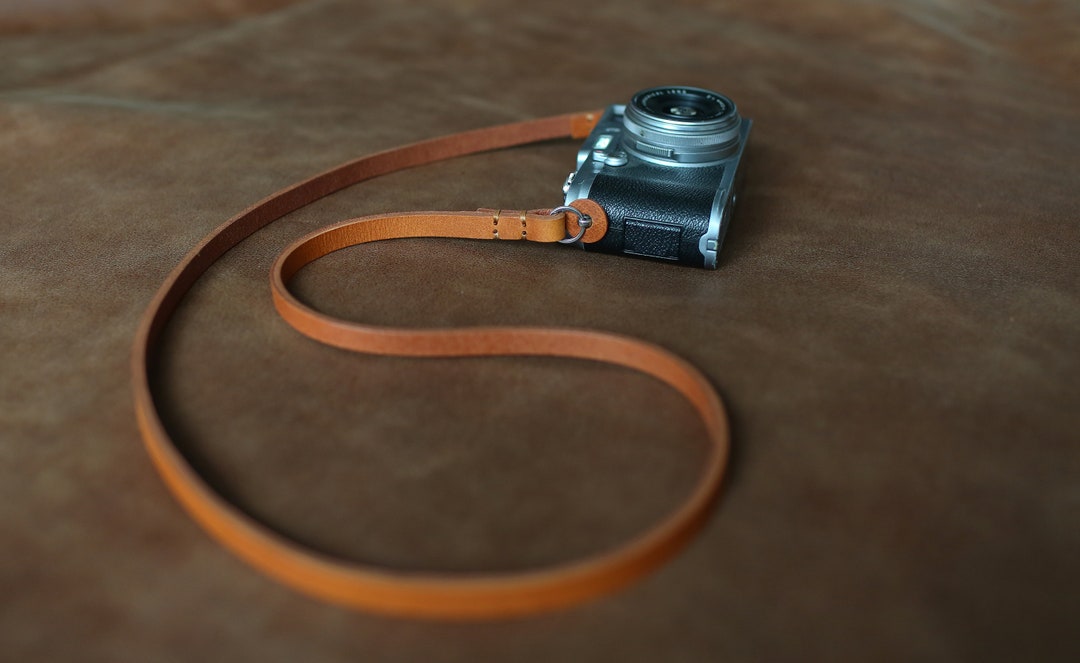 Handmade Brown Leather Camera Strap – 10mm Wide, Stitched Loop ...