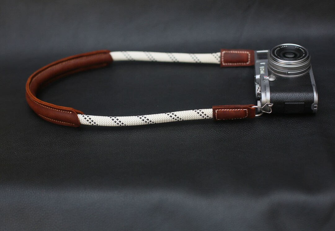 White Pattern Camera Strap – 10mm Rope With 29mm Padded Leather ...