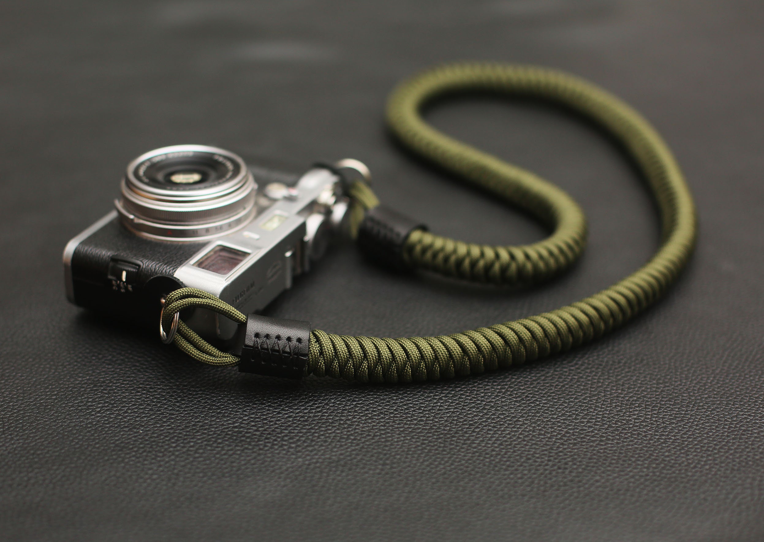 Olive green 16mm camera shoulder neck strap hand knitting | Etsy