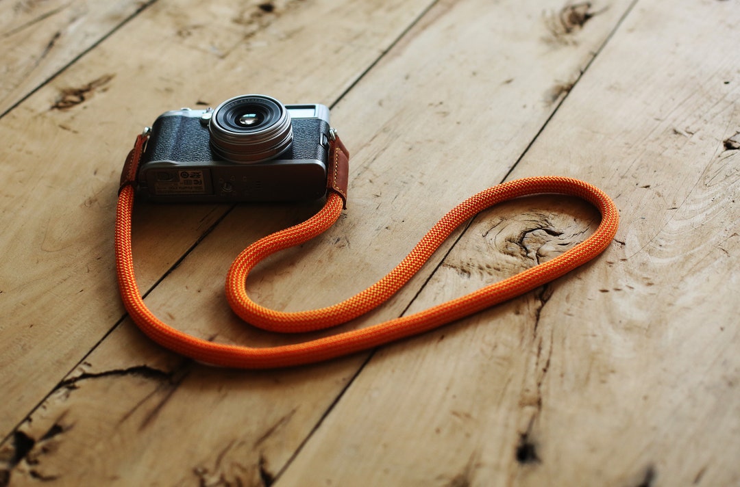 Handmade Orange Climbing Rope Camera Strap With Brown Leather - Etsy