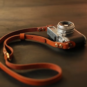 Handmade Brown Leather Camera Strap – Full-grain Adjustable Vintage ...