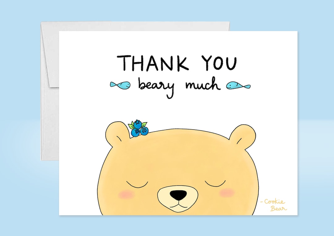 Thank You Beary Much Card, Cute Bear Appreciation Card - Etsy