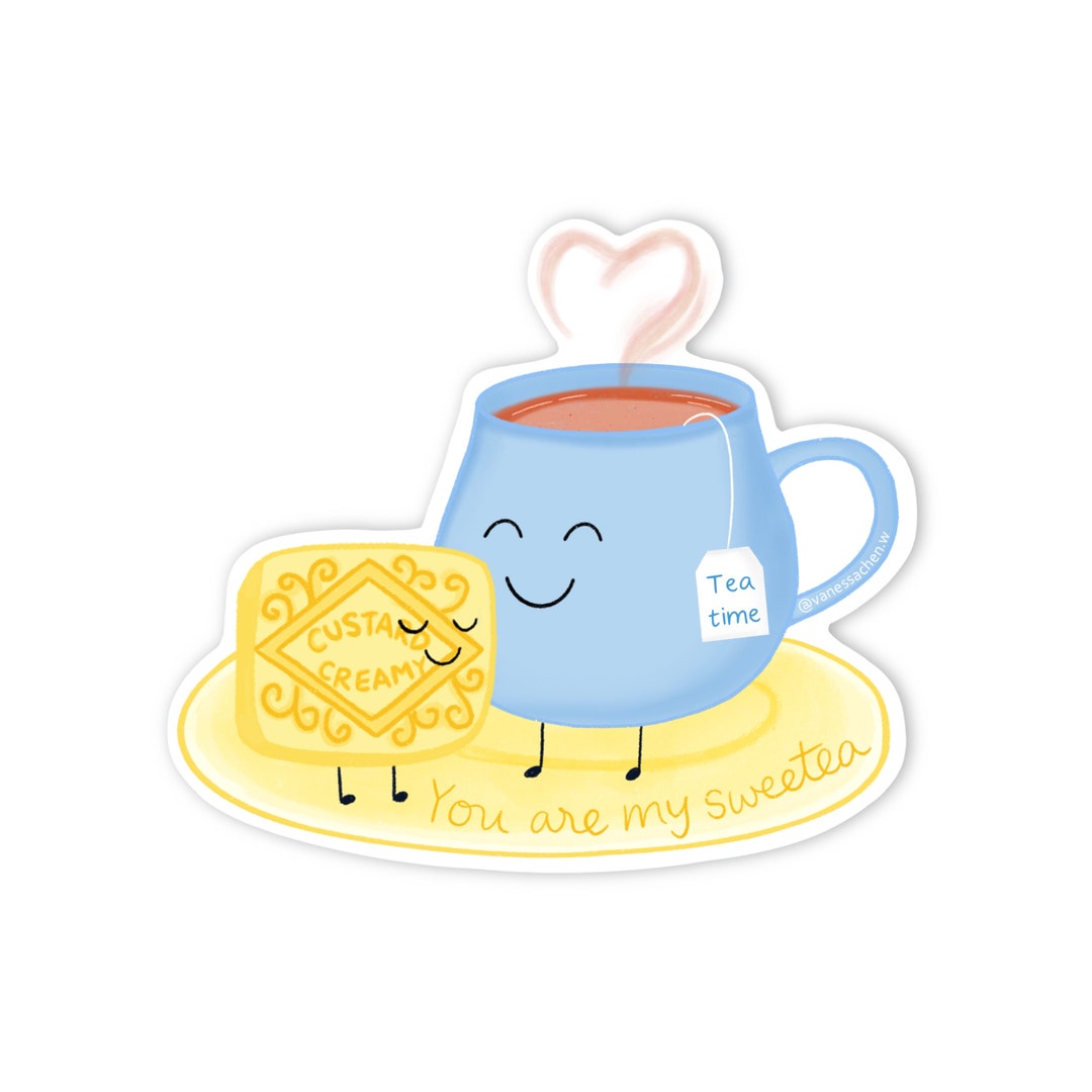 Tea and Biscuit Sticker, Waterproof Cute Tea Sticker, Cute Tea and ...