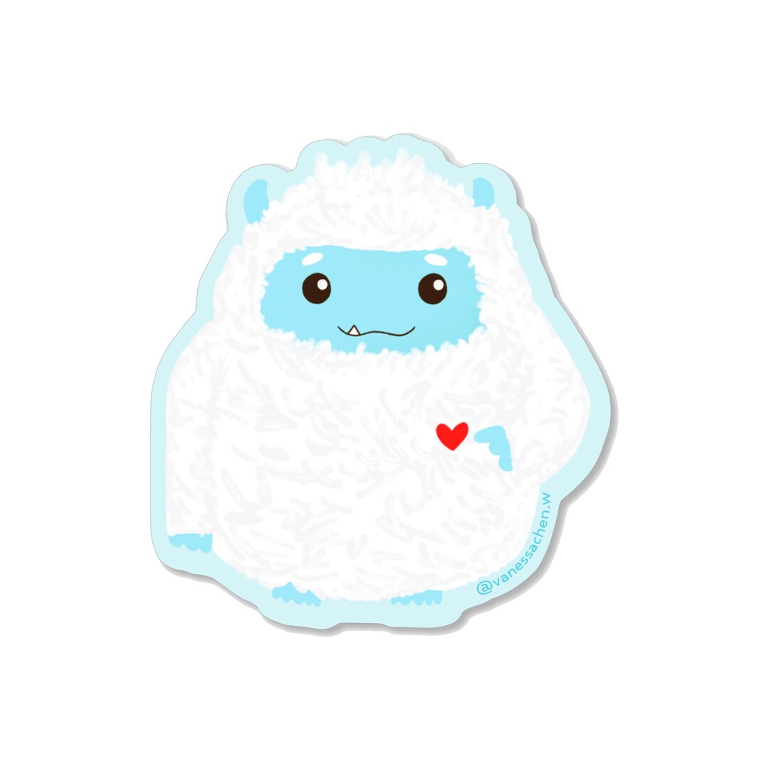 Yeti Sticker With Heart Cute Abominable Snowman Winter Vinyl Waterproof ...