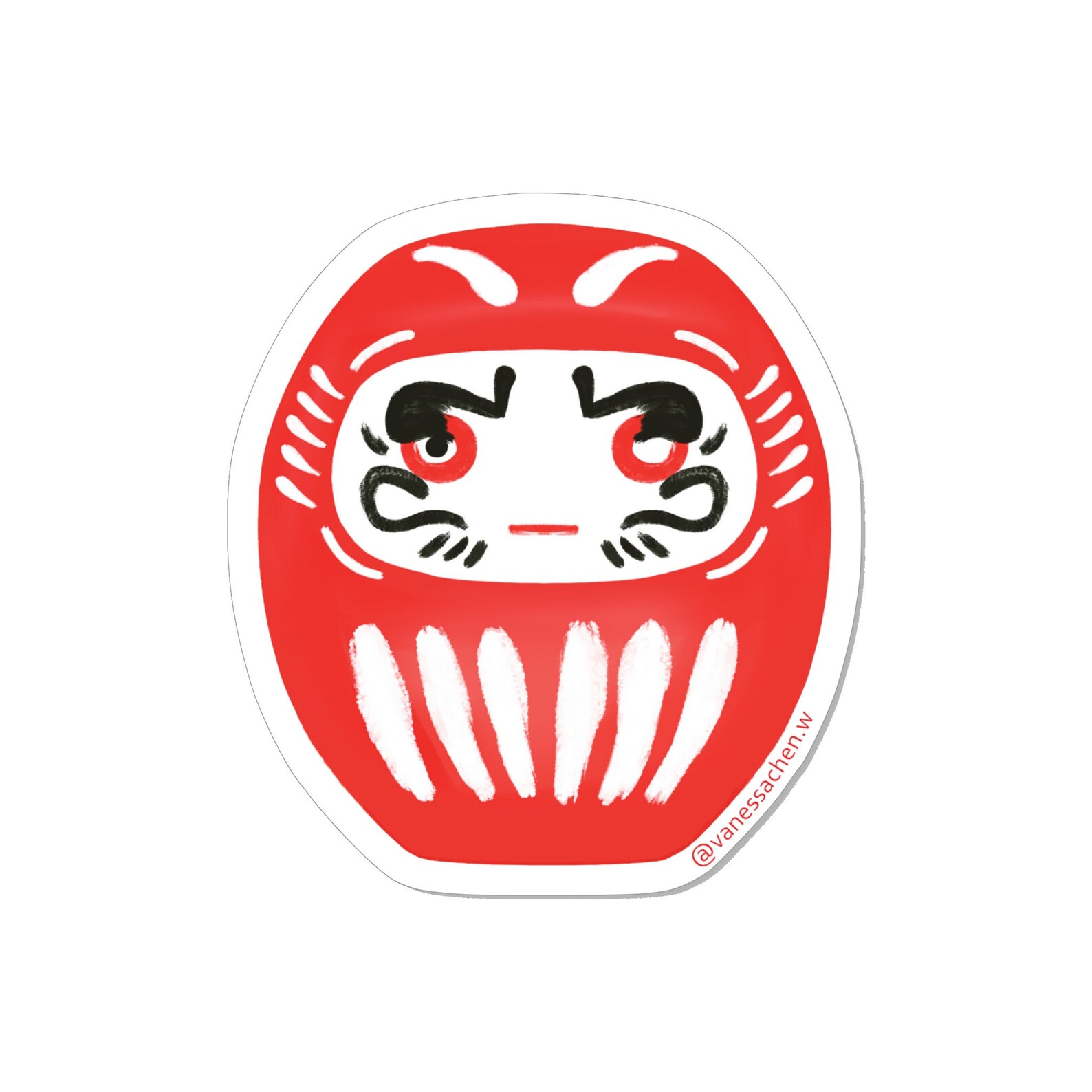 Daruma Doll Sticker Red Good Luck and Perseverance Waterproof Vinyl ...