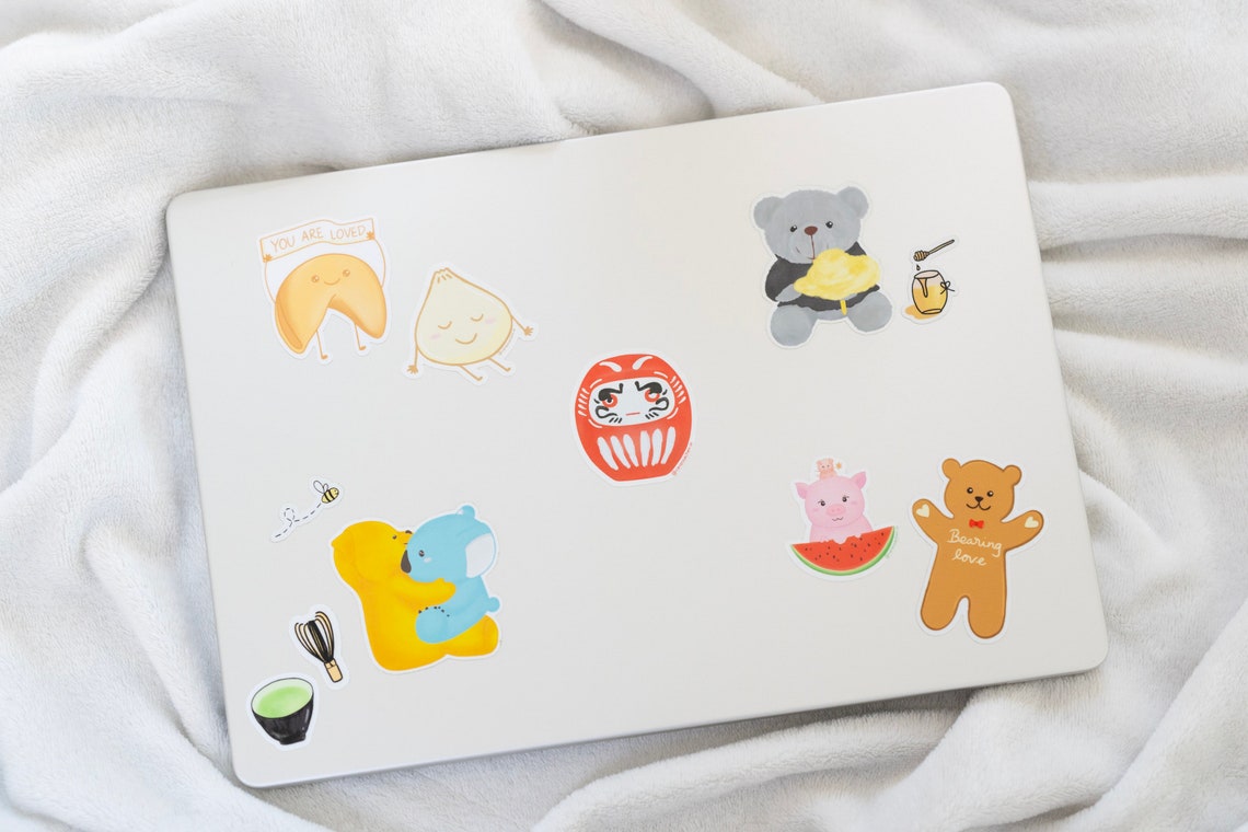 Cute Bear Sticker Set Kawaii Designs, Weather Resistant, Ideal for ...