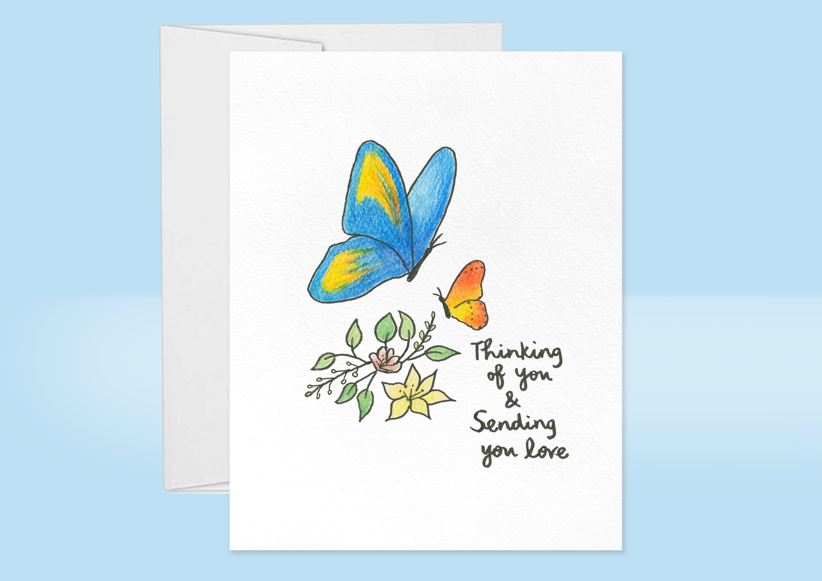 Condolence Card, Handpainted Butterfly Card, Thinking of You and ...