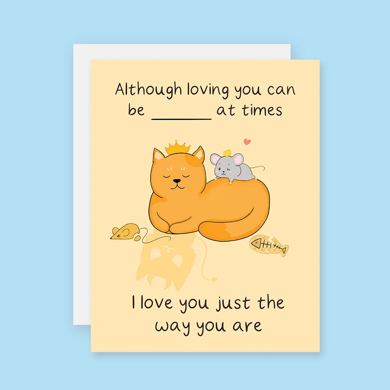 Funny Cat I Love You Card: Customizable Fill-in-the-blank - Etsy