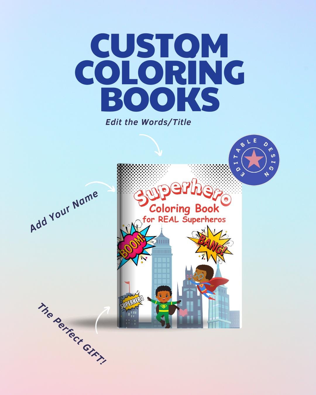 CUSTOM Personalized Black Boy Superhero Coloring Book - Etsy