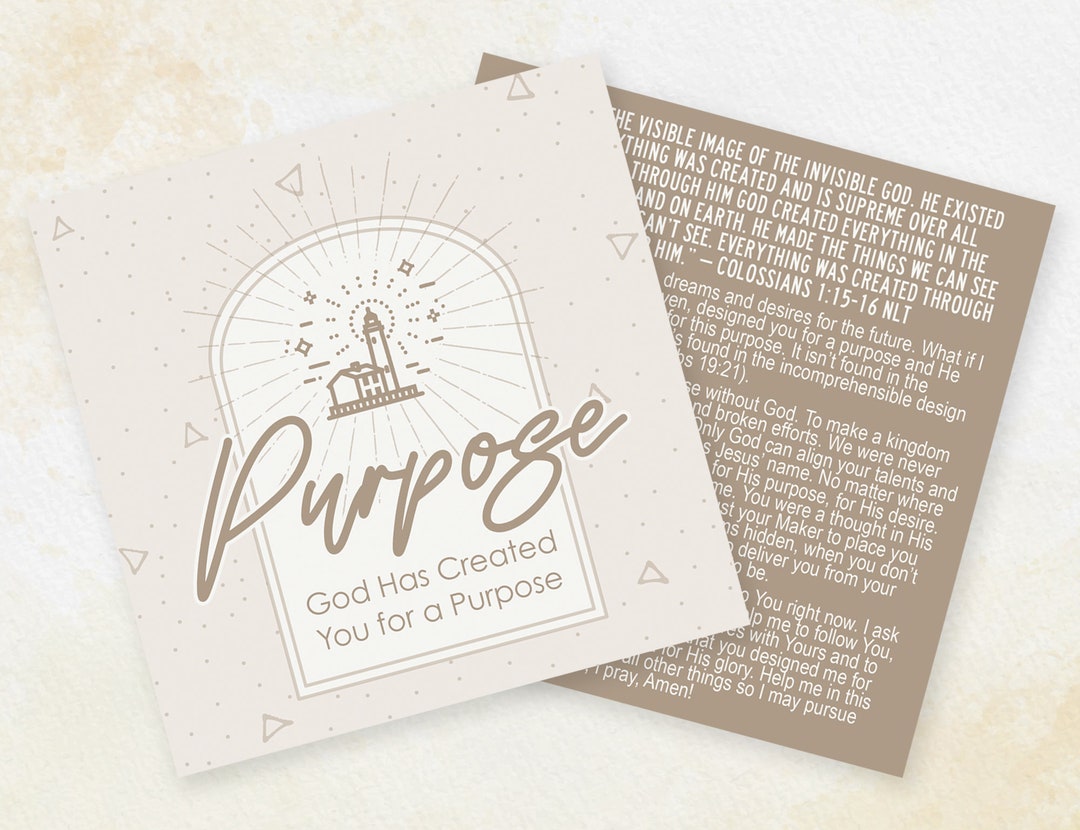 Purpose Encouragement Card Digital File, Evangelism Card, Gospel Tract ...
