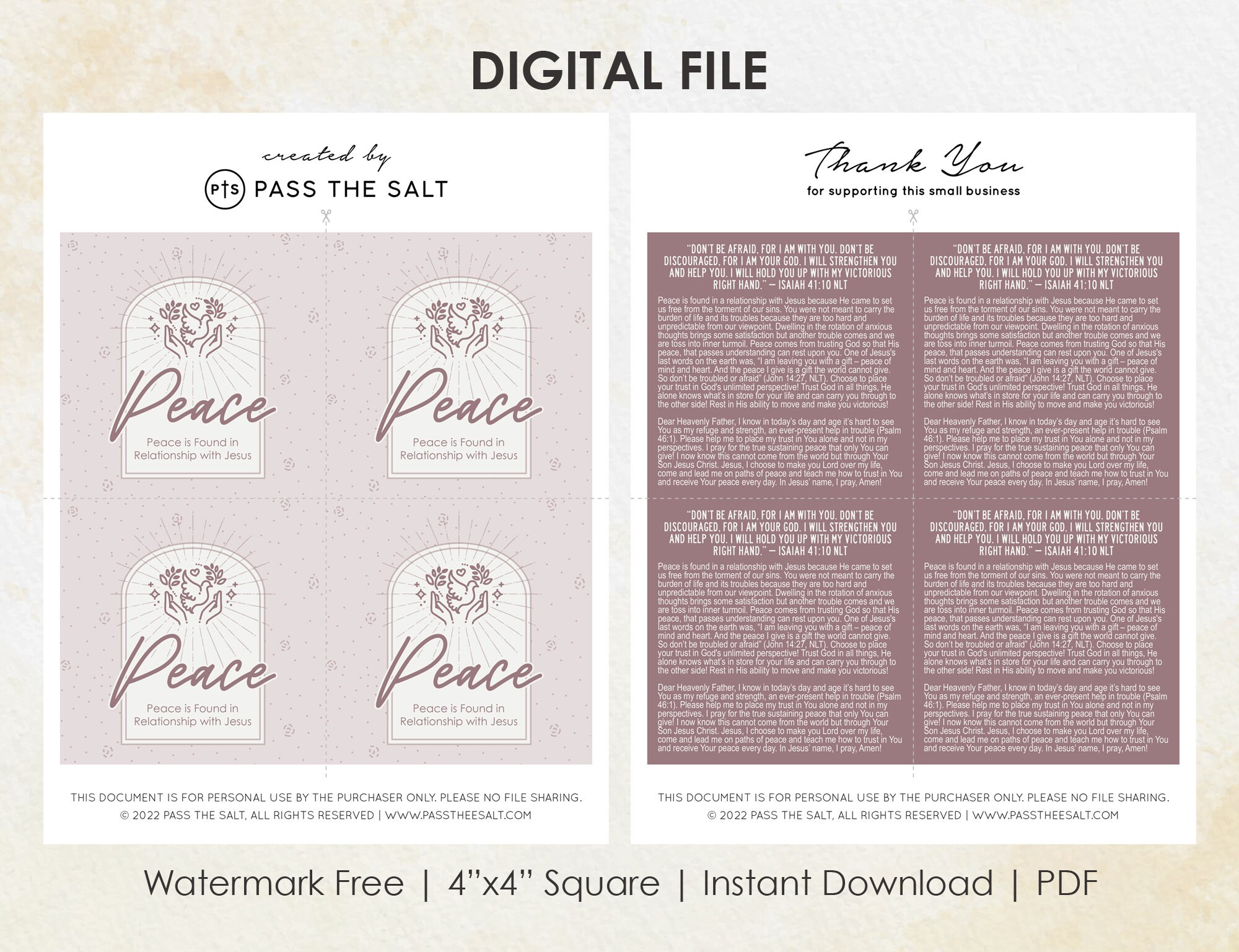 Peace Encouragement Card Digital File, Evangelism Card, Gospel Tract ...