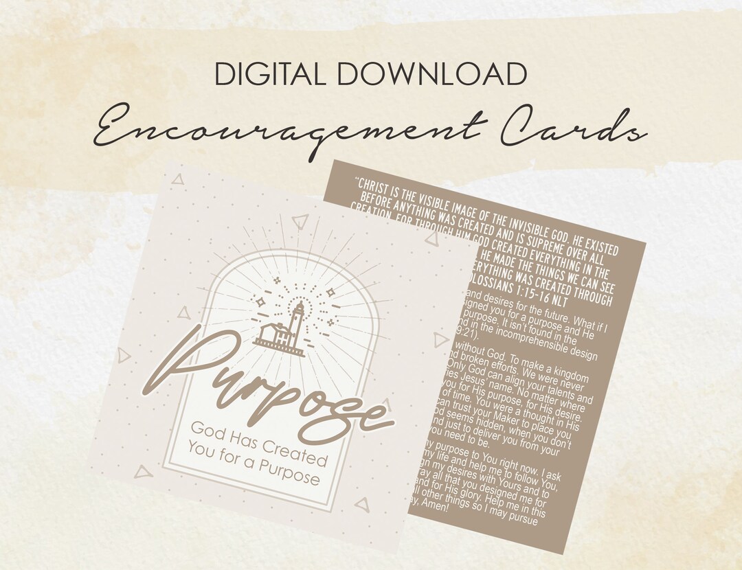 Purpose Encouragement Card Digital File Evangelism Card - Etsy