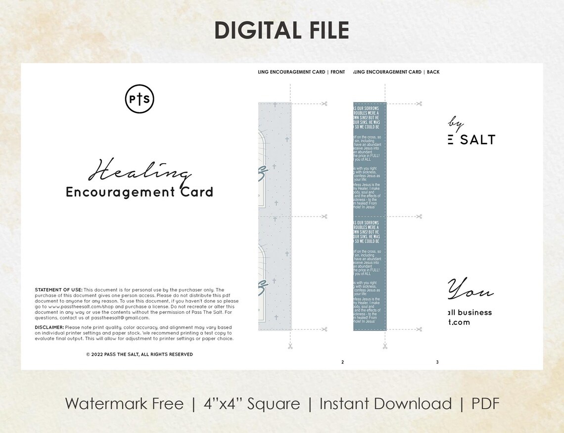 Healing Gospel Tract - Digital File, Evangelism Card, Encouragement ...
