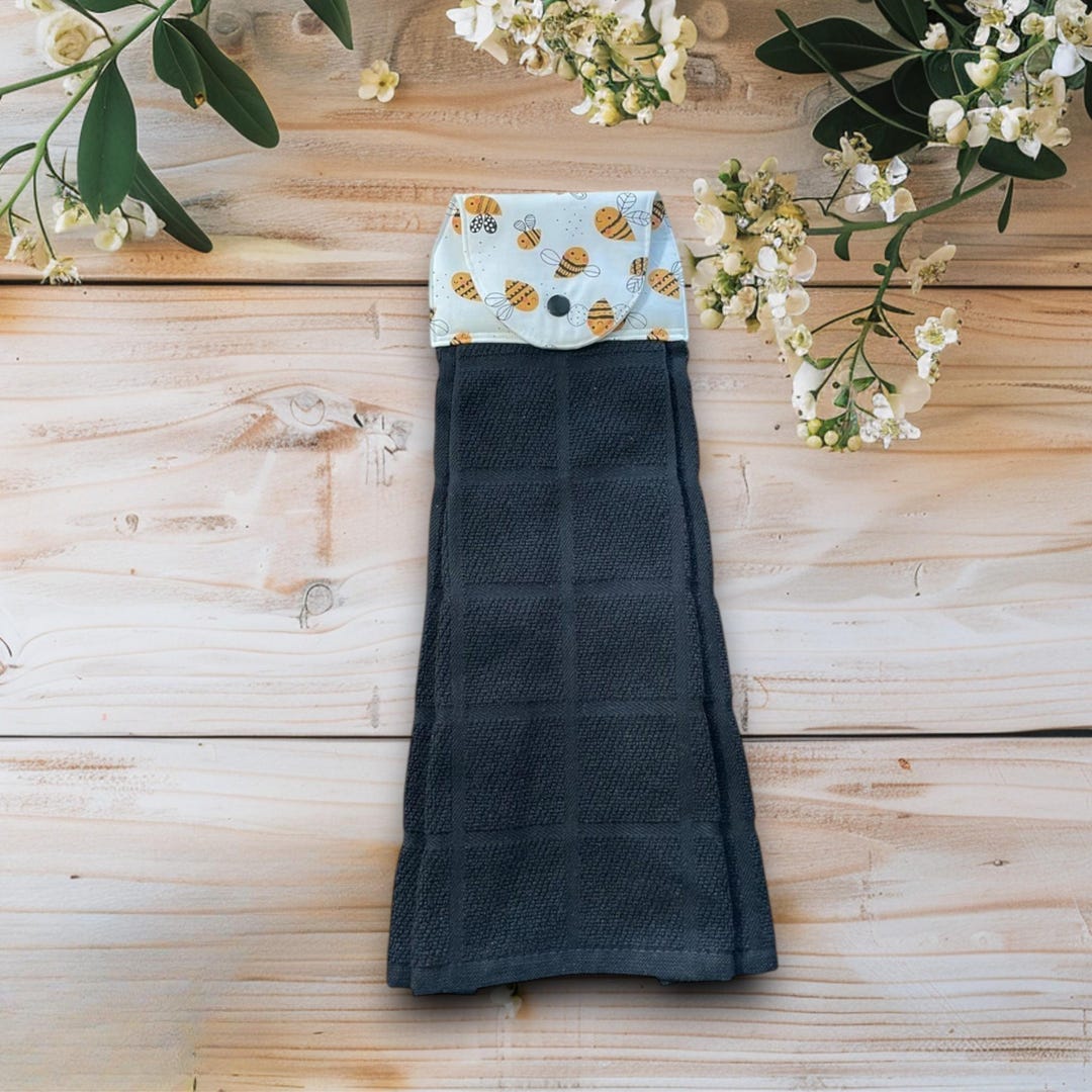 Kitchen Tea Towel With Hanging Loop, Honey Bee Hand Towel, Cotton Dish ...