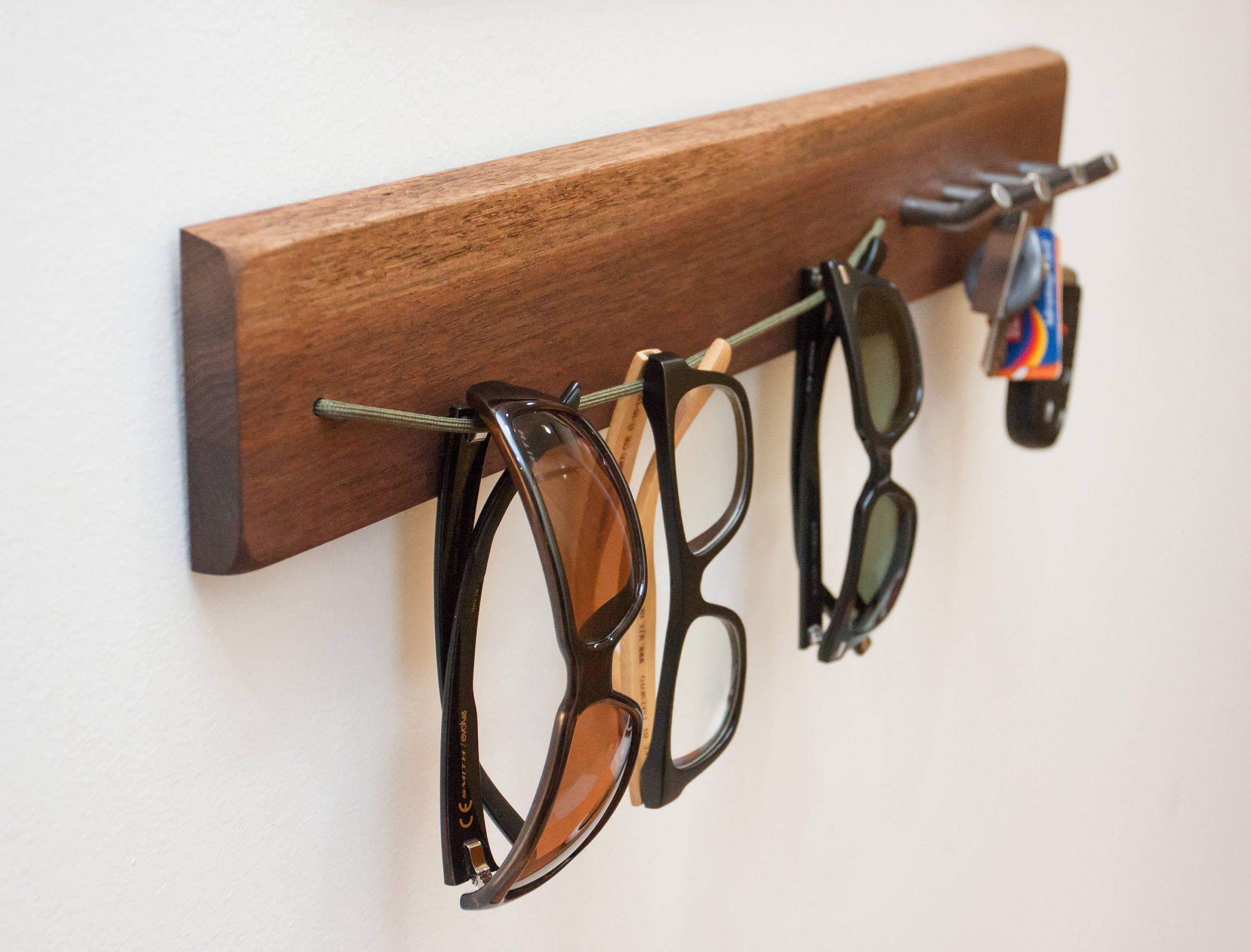 Simple Solid Wood, Walnut, Sunglass Hanger, Sunglass Rack, Metal Key ...