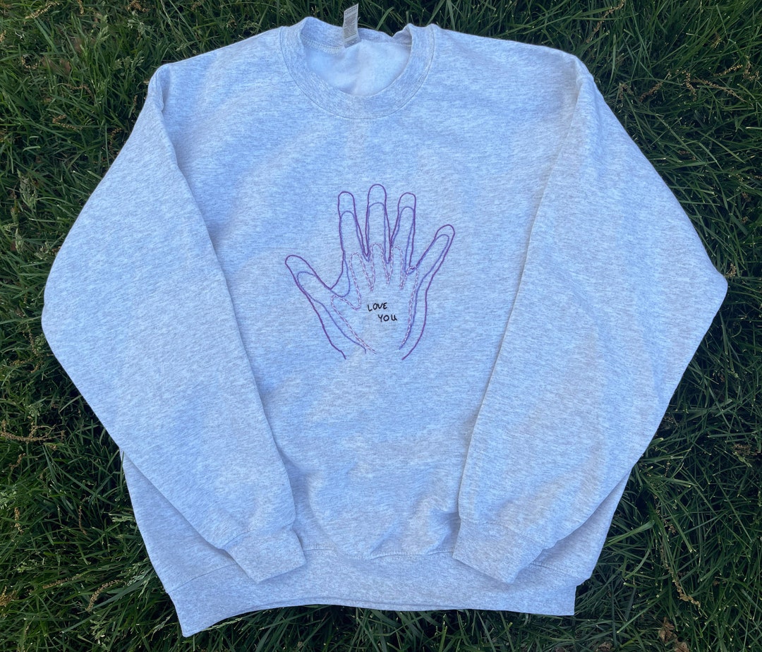 Bespoke Handprint Embroidered Sweatshirt - Etsy