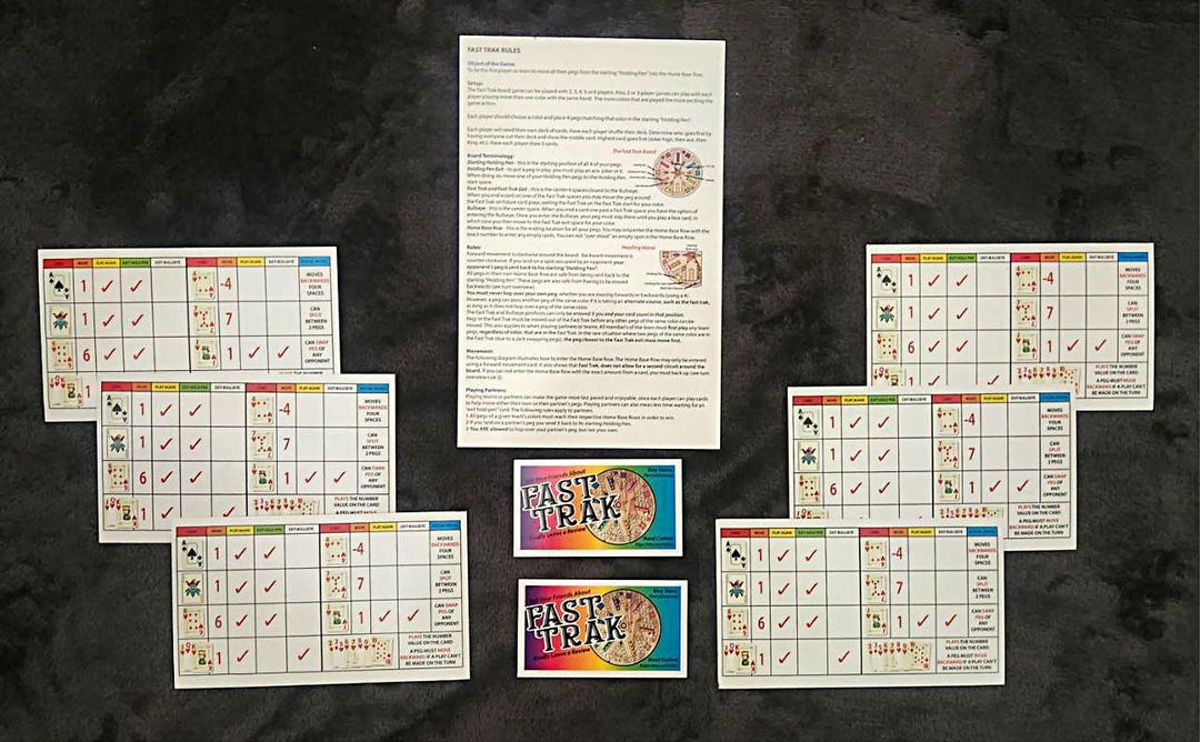Fast Track Rule Cards - Glossy Card Stock - 6 Table Quick Reference ...