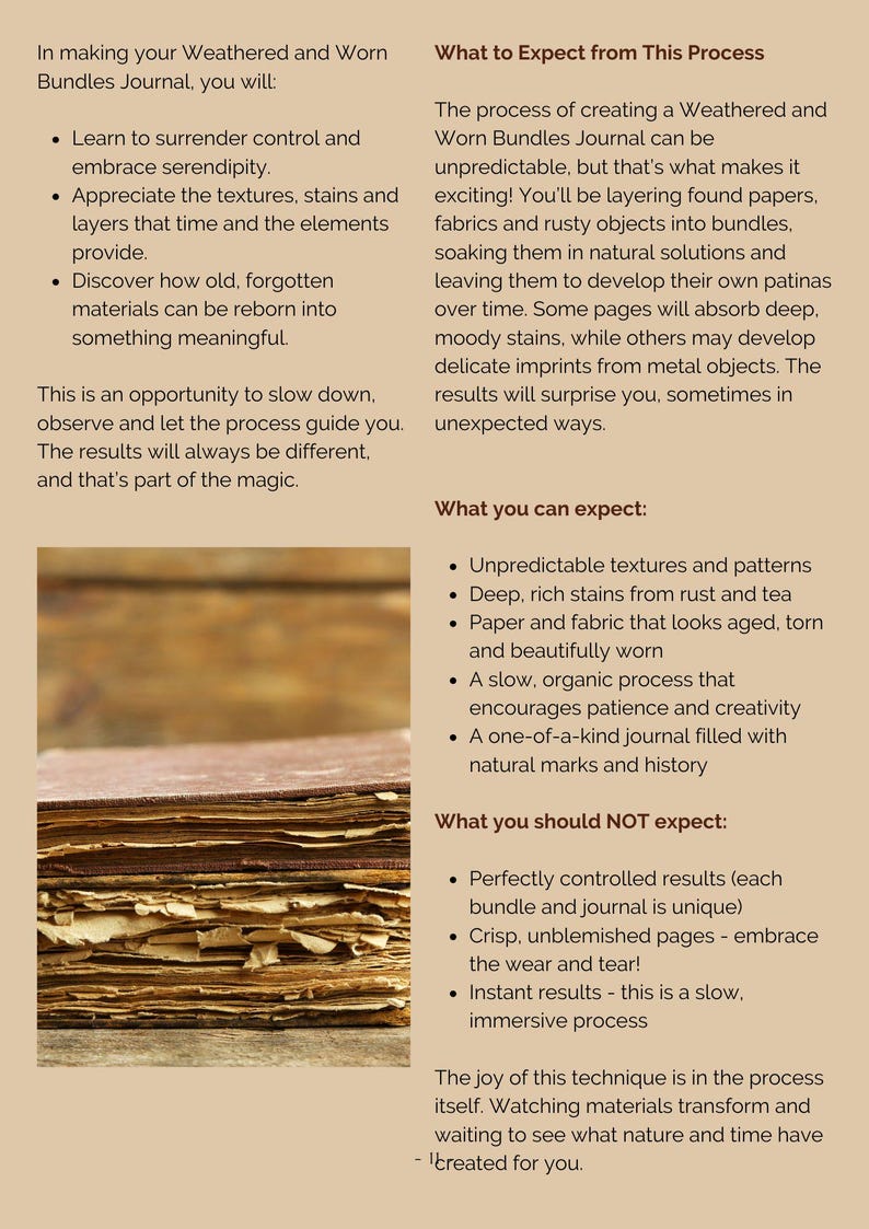 Weathered and Worn bundles Journal Workbook Rust Natural Dyeing ...