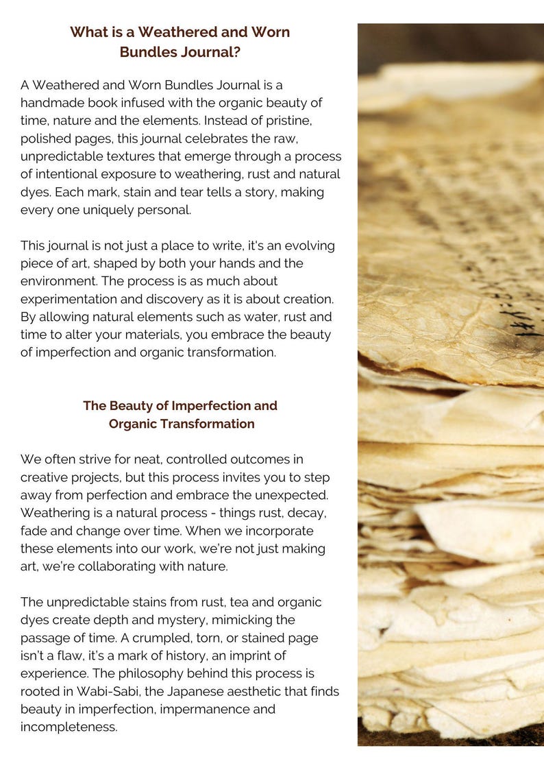 Weathered and Worn bundles Journal Workbook Rust Natural Dyeing ...