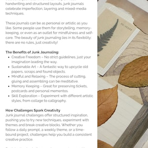 Junk Journal Challenges Workbook | Creative Prompts, Lists and ...