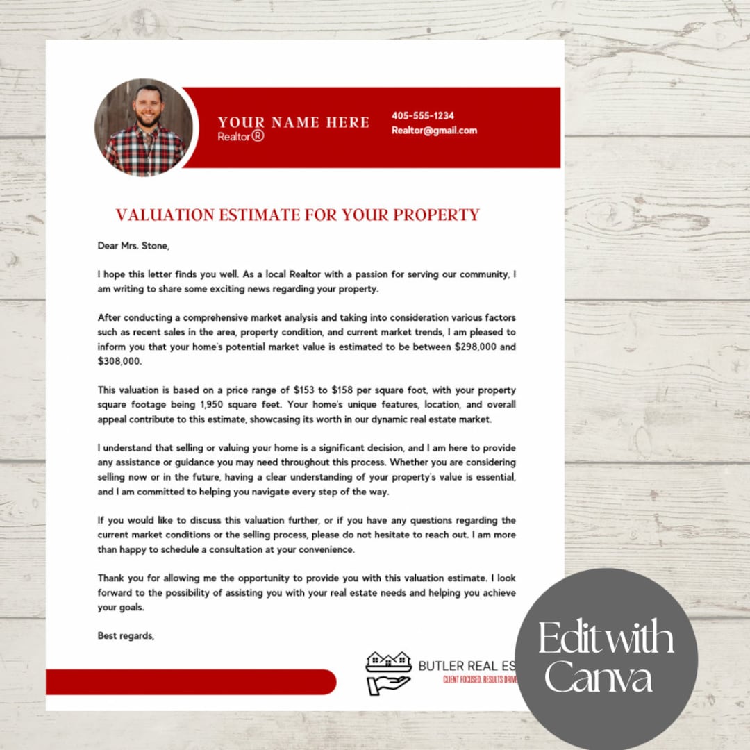 Real Estate Home Valuation Letter - Etsy