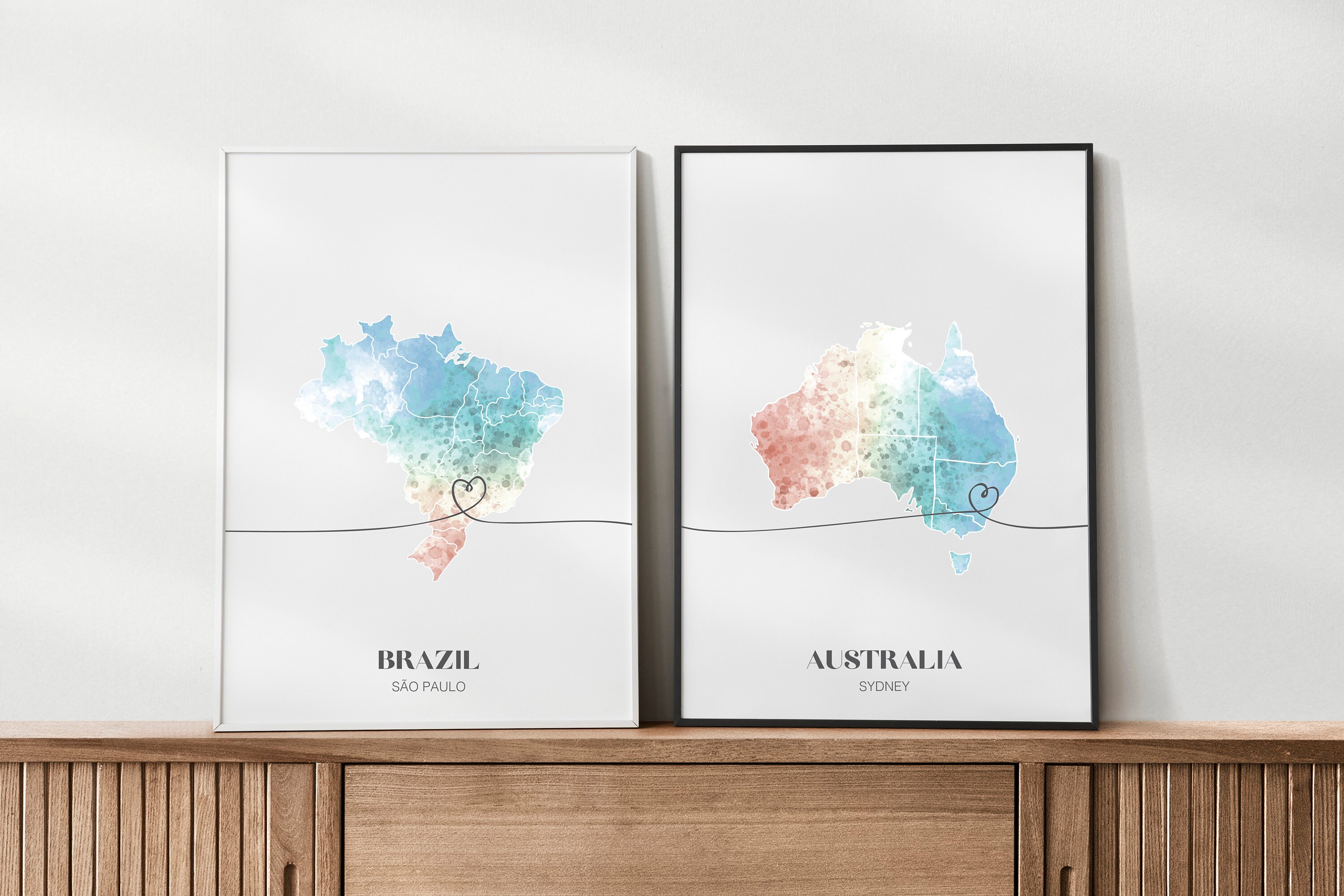 Set of 2 Digital Personalised Maps - Etsy