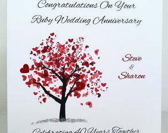 Ruby Wedding Anniversary Card | Etsy