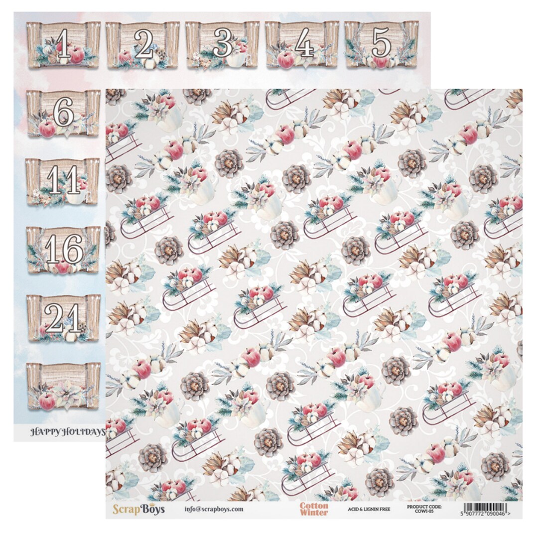 Scrapboys Double Sided Paper Sheet 12x12 Cotton Winter 05 - Etsy