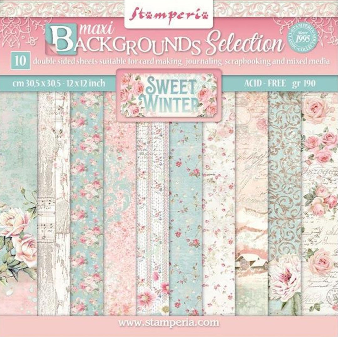 Stamperia Sweet Winter Background Selection 12x12 Scrapbook Paper Pad ...