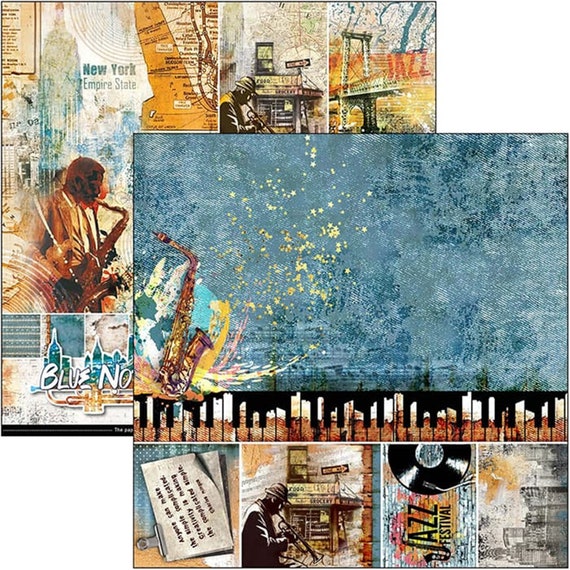 Blue Note Collection 12 x 12 Scrapbook Paper Pack by Ciao Bella 8 ...