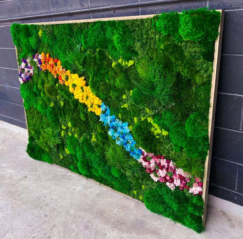 Rainbow Moss Wall Art | Large Preserved Moss Installation | Floral Moss ...
