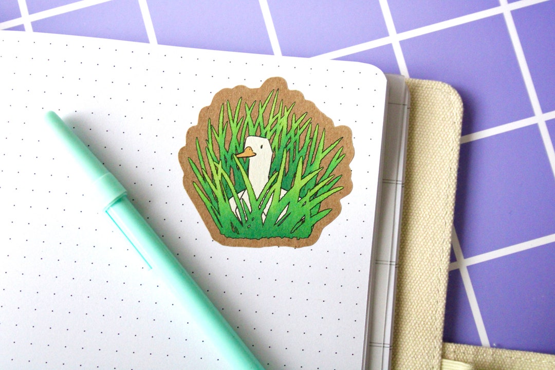 Goose Sticker Lurking Goose in Tall Grass Kraftpaper Sticker - Etsy
