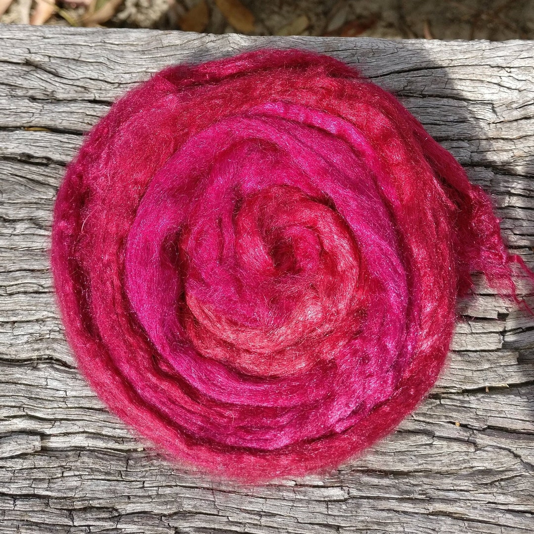 Teñido a mano Pure Tussah Silk Roving 25g Shiraz - Etsy España