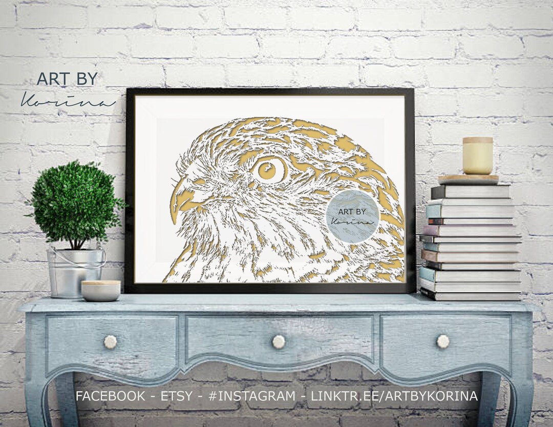 HAWK Paper Cutting Template, Art by Korina Hawk Template, Paper Cut ...