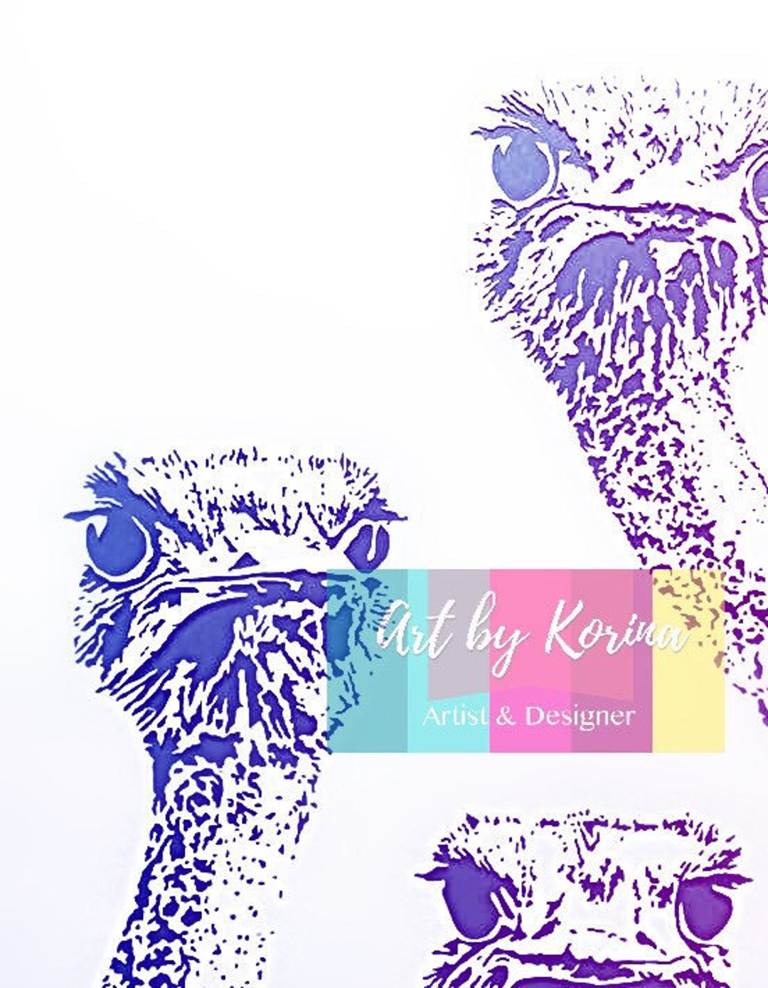 Paper Cutting Template Ostriche's , Emu, COMMERCIAL TEMPLATE, Paper Cut ...