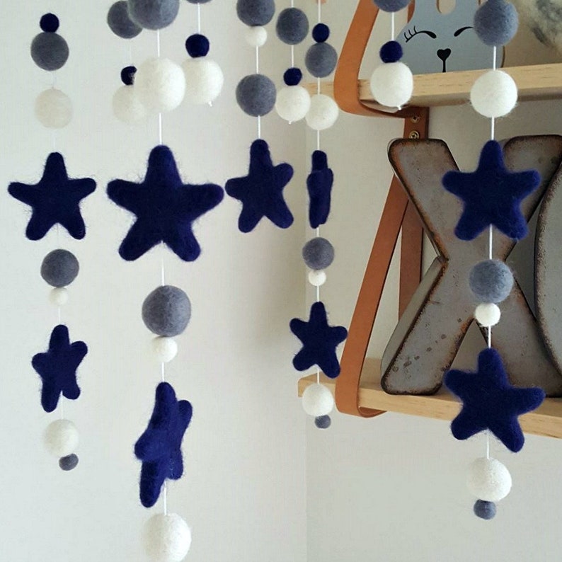 Navy Stars & Grey Baby Mobile Nursery Mobile Cot Mobile - Etsy