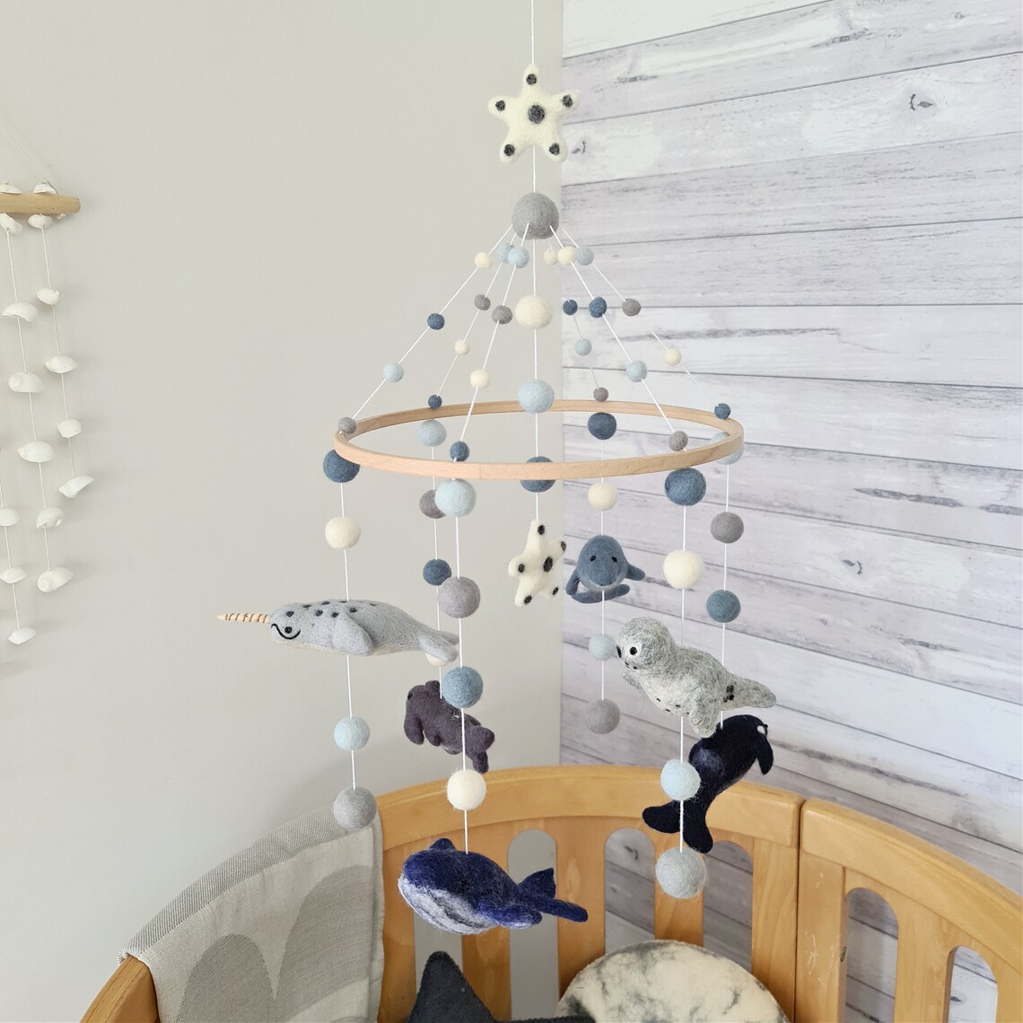 Whale Baby Mobile Ocean Nursery Mobile Sea Animal Cot | Etsy