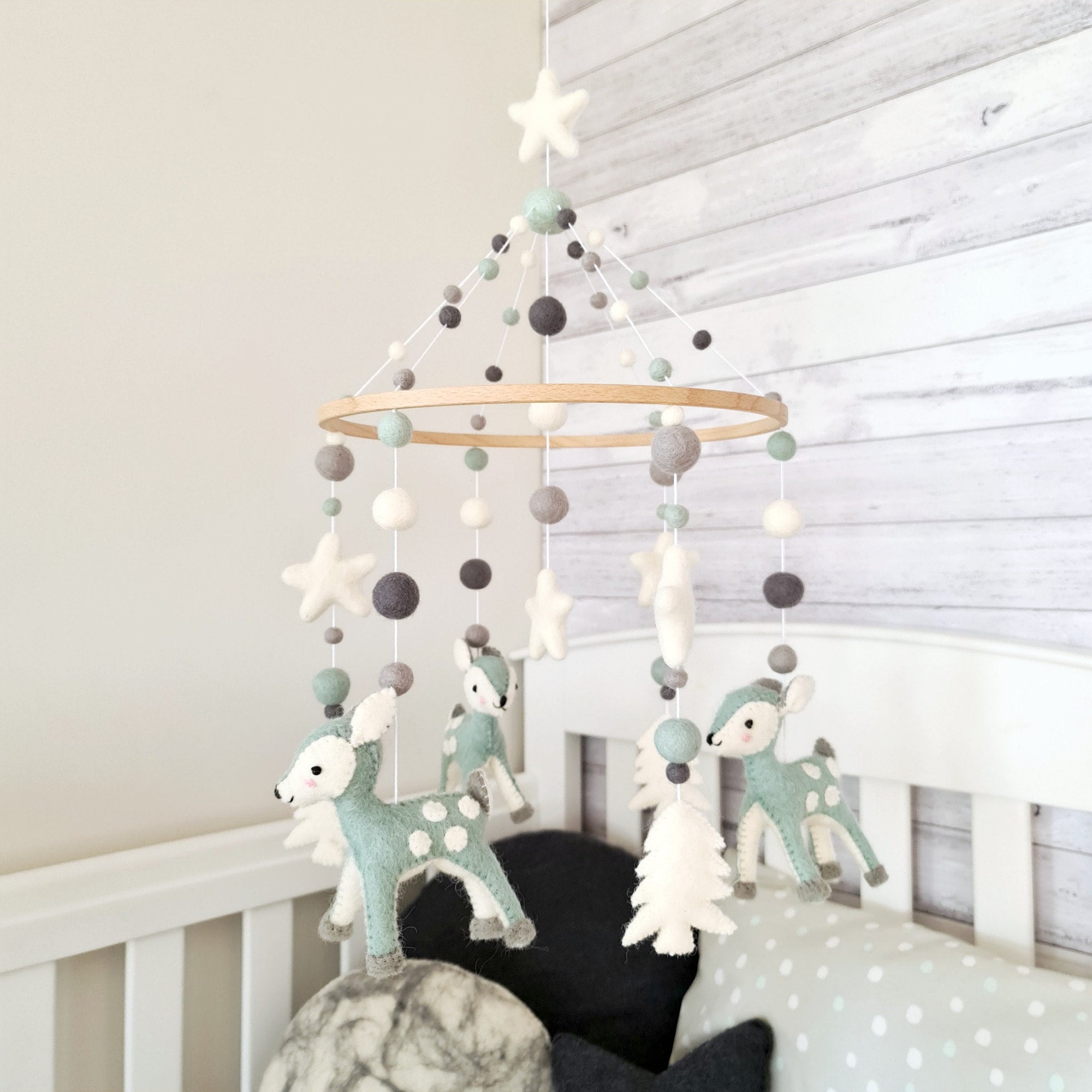 Mint Deer Forest Baby Mobile Woodland Nursery Mobile Crib | Etsy