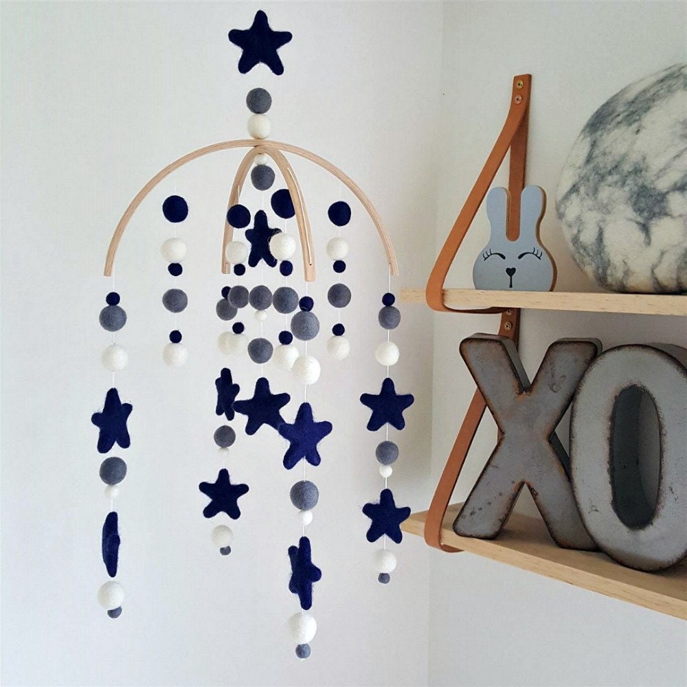 Navy Stars & Grey Baby Mobile Nursery Mobile Cot Mobile - Etsy