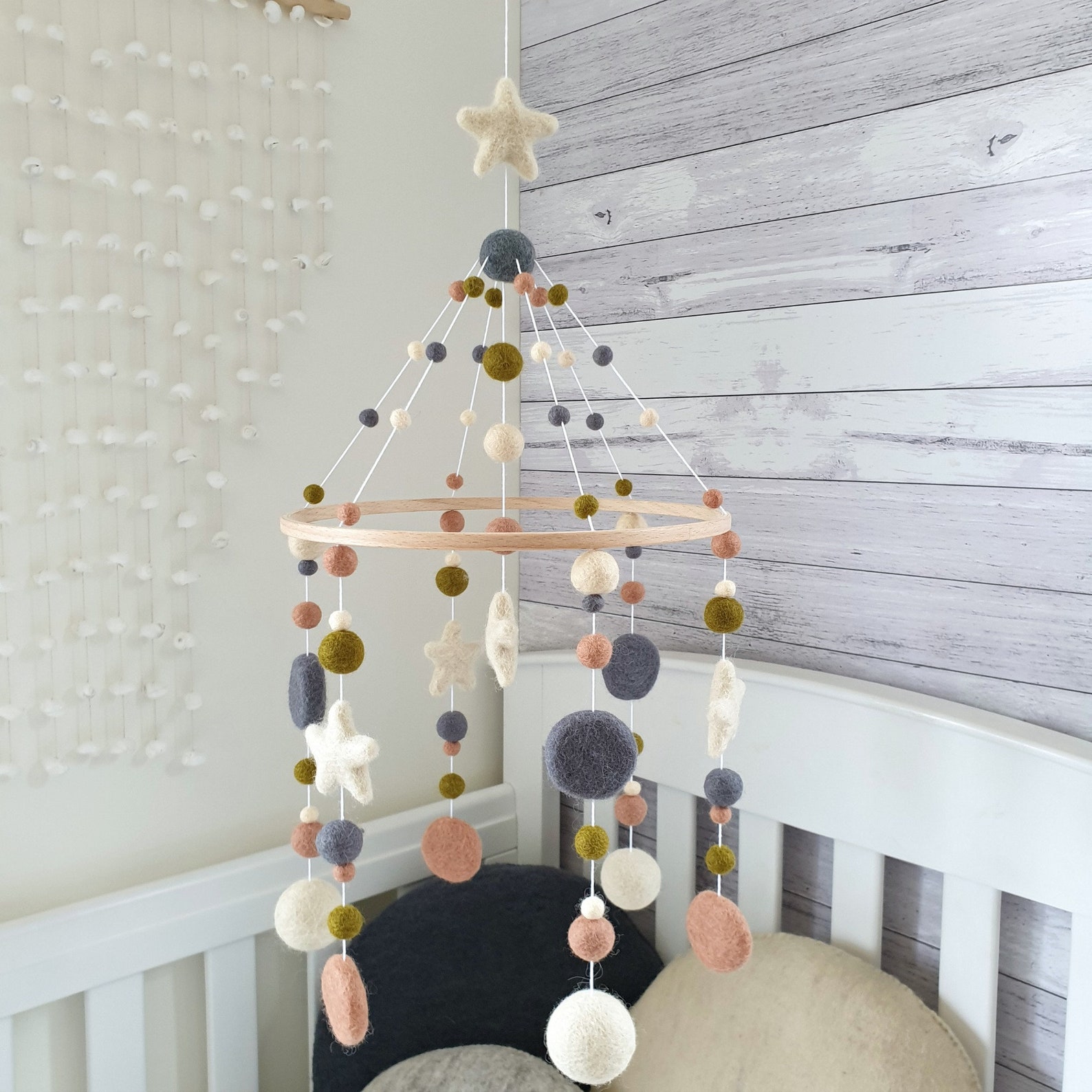 Olive & Grey Baby Mobile, Nursery Mobile Boy, Cot Mobile Girl, Modern ...